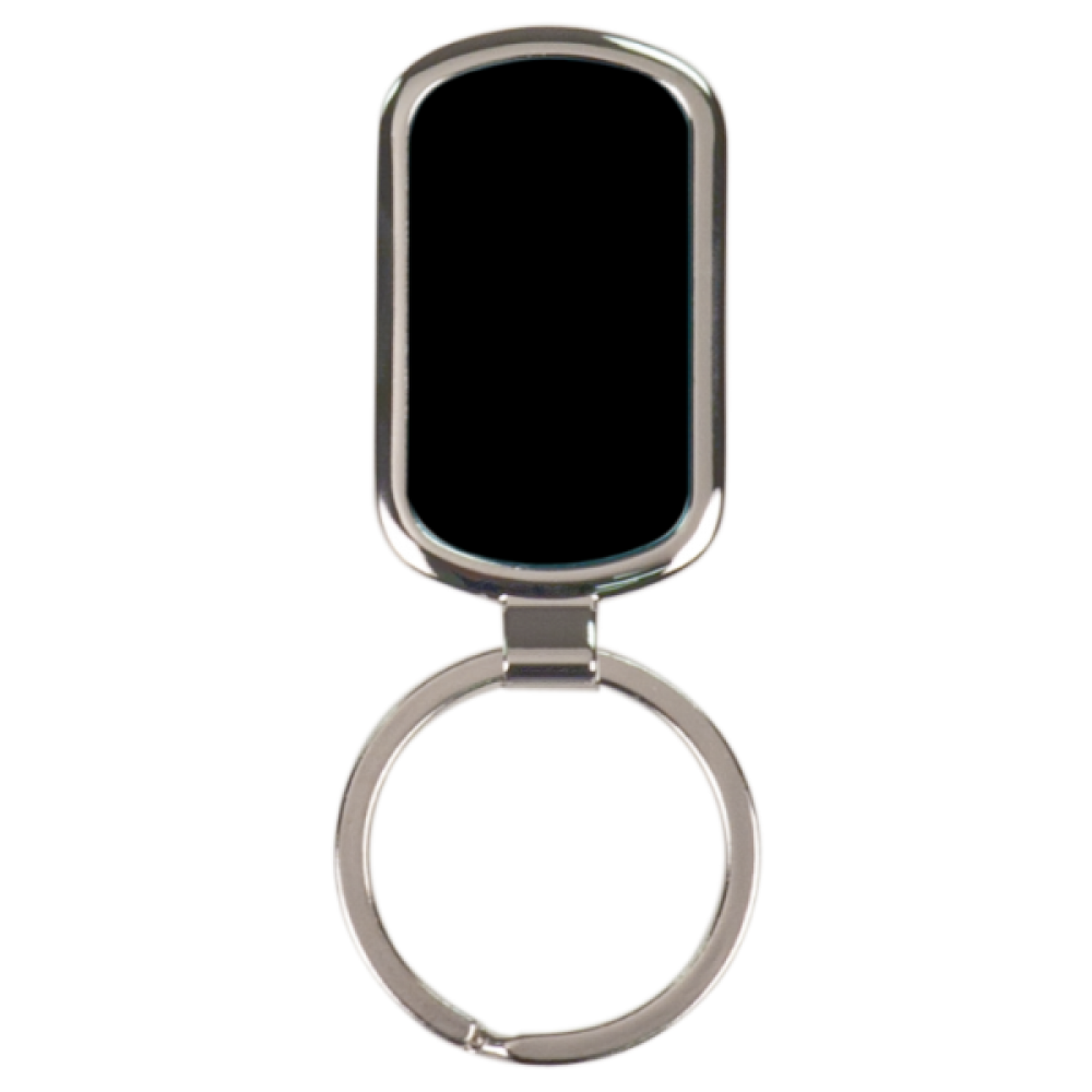 BLACK RECTANGLE LASERABLE METAL KEYCHAIN