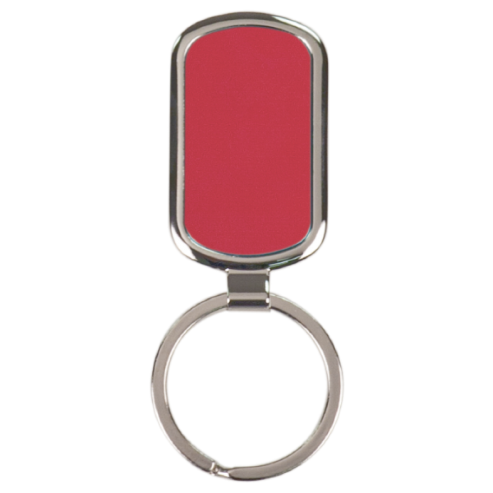 RED RECTANGLE LASERABLE METAL KEYCHAIN
